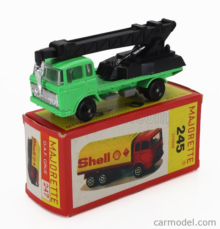 MAJORETTE 247 Scale 1/77 | DAF TRUCK WITH CRANE - GRUE GREEN BLACK