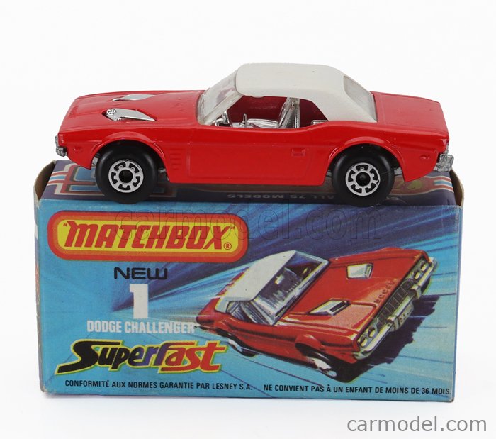 MATCHBOX 1 Scale 1/66 | DODGE CHALLENGER RED WHITE