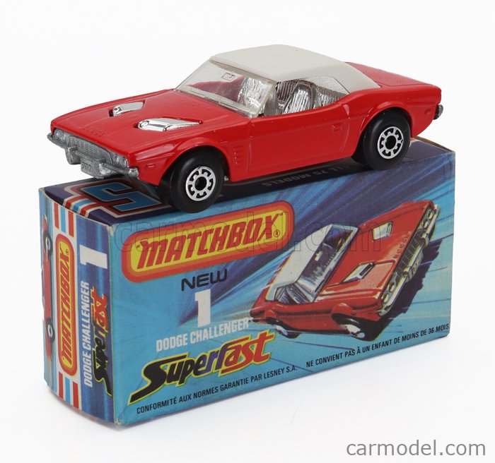 MATCHBOX 1 Scale 1/66 | DODGE CHALLENGER RED WHITE