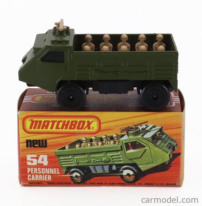 MATCHBOX 54 Scale 1/66 | MATCHBOX PERSONNEL CARRIER TRUCK MILITARY GREEN