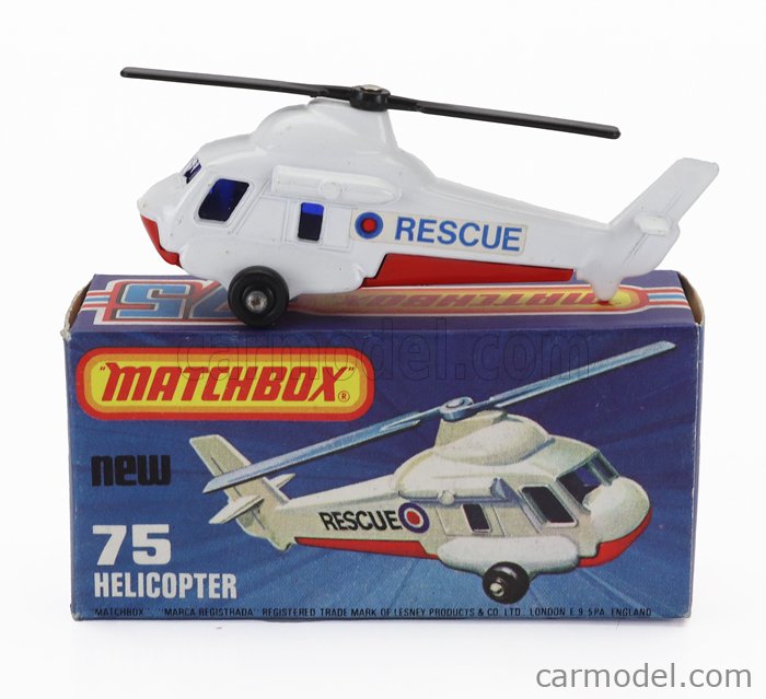 MATCHBOX 75 Scale 1/66 | MATCHBOX HELICOPTER RESCUE WHITE RED