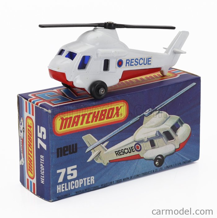 MATCHBOX 75 Scale 1/66 | MATCHBOX HELICOPTER RESCUE WHITE RED
