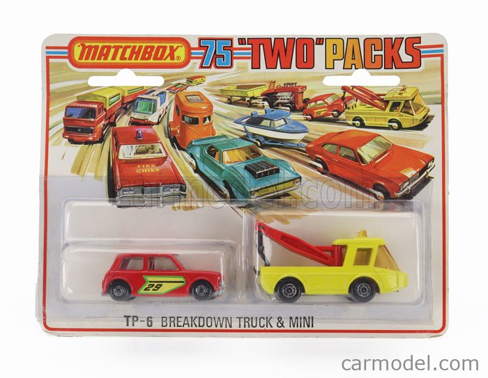 MATCHBOX TP-6 Scale 1/66 | MORRIS MINI & BREAKDOWN TRUCK RED YELLOW