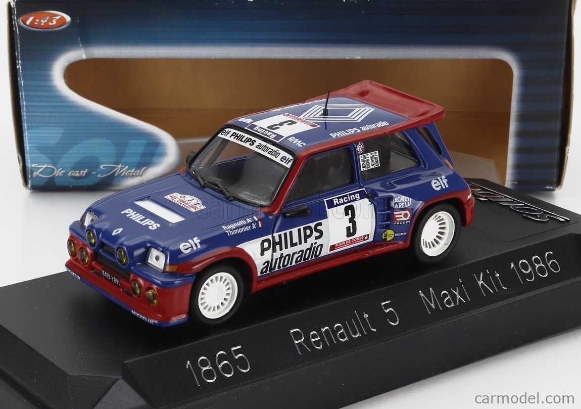 SOLIDO 1865 Scale 1/43 | RENAULT 5 MAXI TURBO PHILIPS N 3 RALLY TOUR DE ...