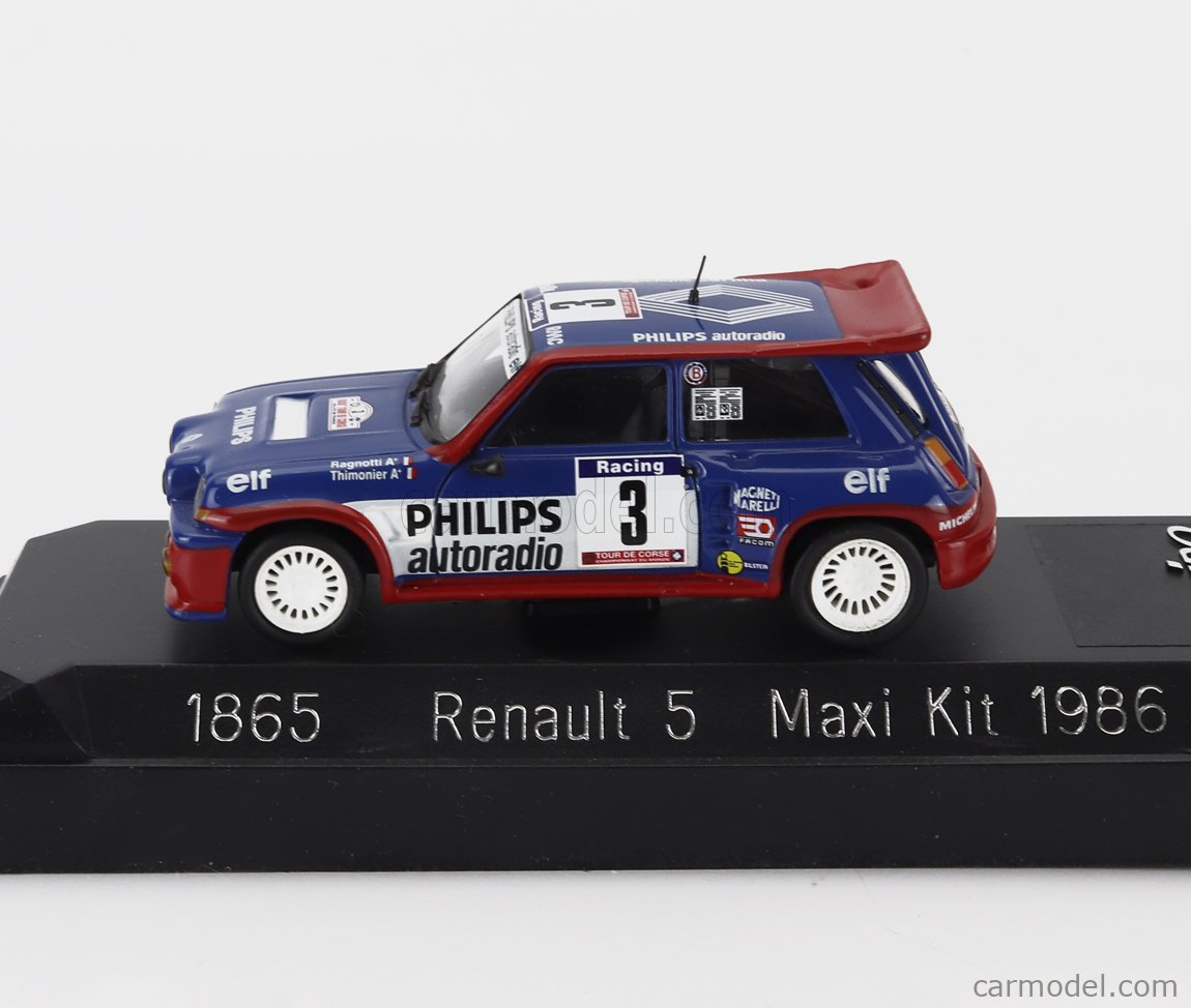 SOLIDO 1865 Scale 1/43 | RENAULT 5 MAXI TURBO PHILIPS N 3 RALLY TOUR DE ...