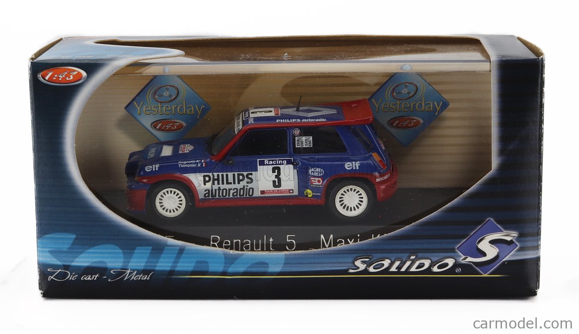 SOLIDO 1865 Scale 1/43 | RENAULT 5 MAXI TURBO PHILIPS N 3 RALLY TOUR DE ...