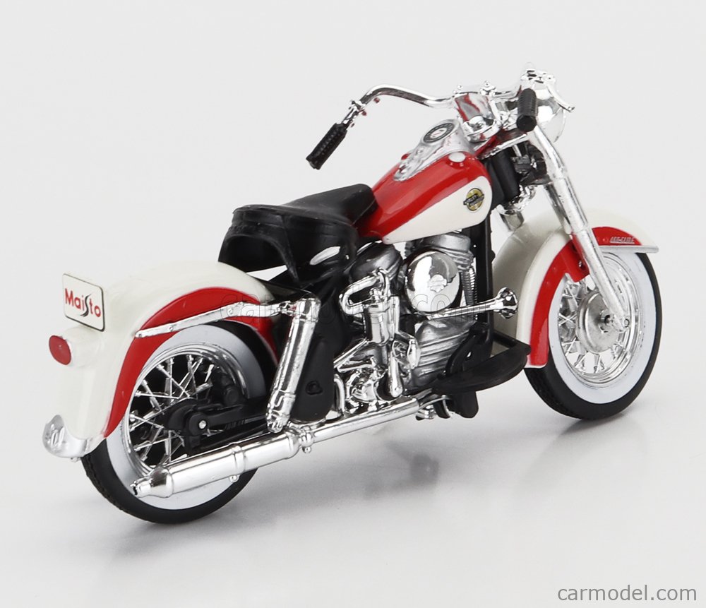 MAISTO AHHDA005 Scale 1/18 | HARLEY DAVIDSON FLH DUO GLIDE 1958 RED WHITE