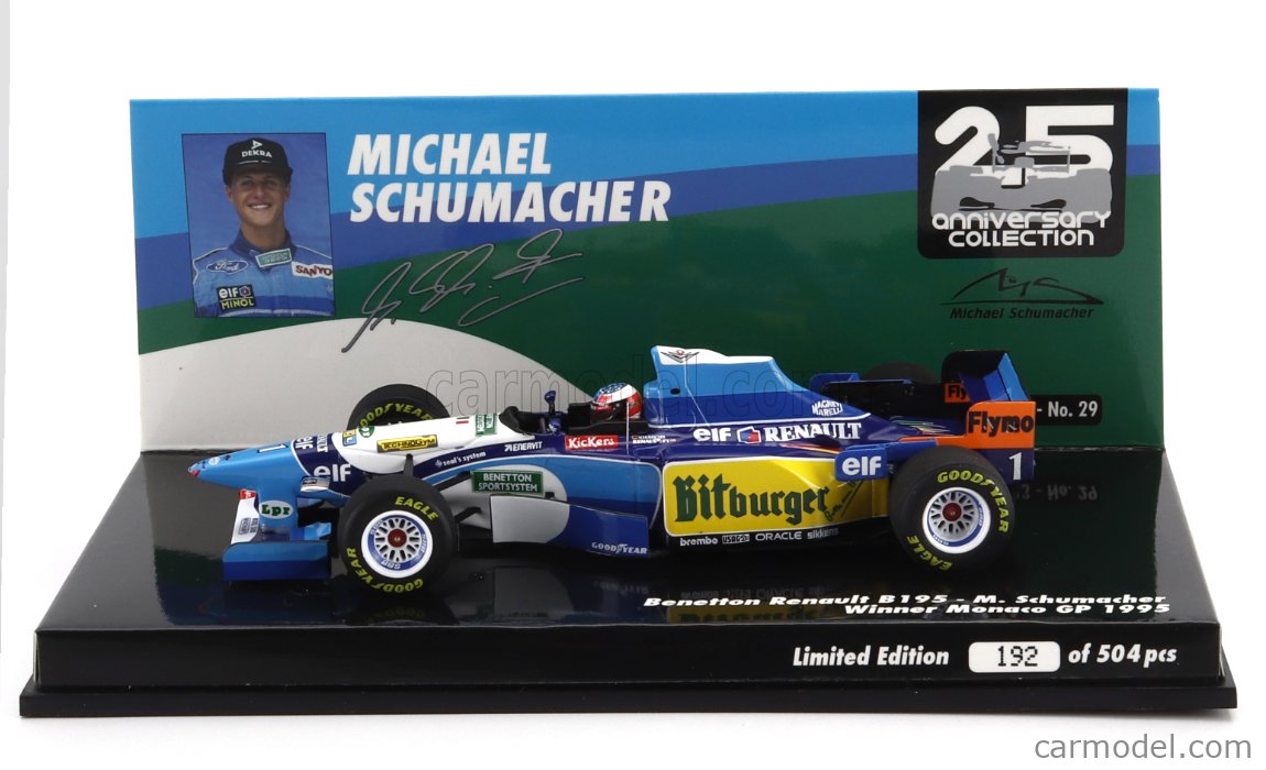 MINICHAMPS 517950501 Scale 1/43 | BENETTON F1 B195 TEAM MILD SEVEN RENAULT N 1 WORLD CHAMPION ...