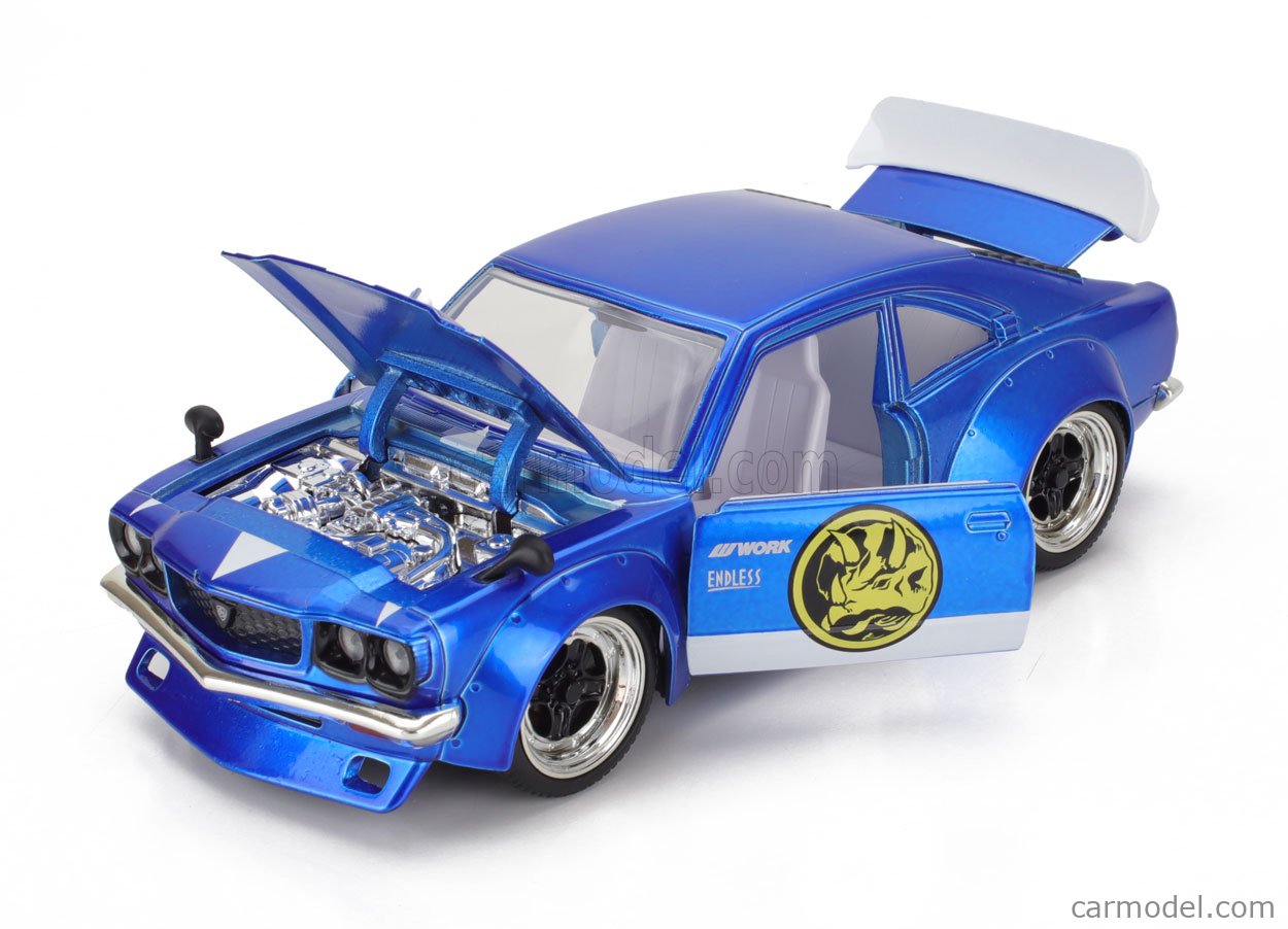 JADA 34389 Scale 1/24 | MAZDA RX-3 WITH POWER RANGERS FIGURE 1974 BLUE ...