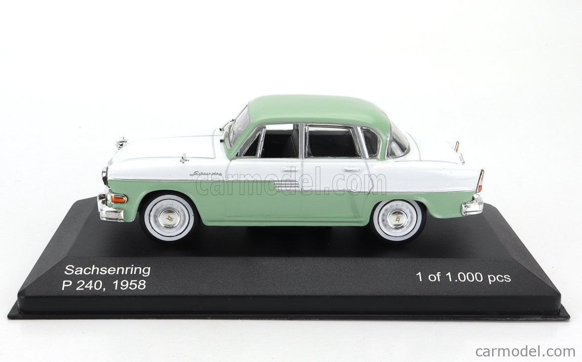 WHITEBOX WB072-195268 Scale 1/43 | SACHSENRING P240 1958 WHITE GREEN