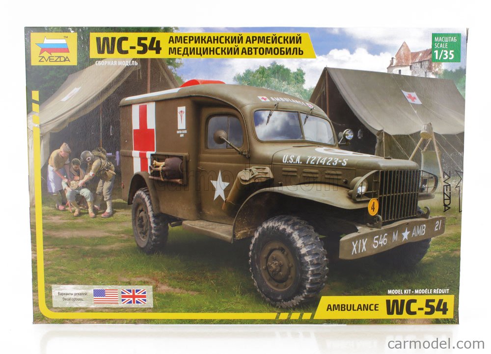 ZVEZDA 3711 Scale 1/35 | DODGE WC54 4X4 TRUCK MILITARY AMBULANCE 1944