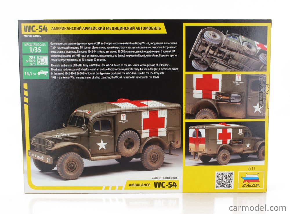 ZVEZDA 3711 Scale 1/35 | DODGE WC54 4X4 TRUCK MILITARY AMBULANCE 1944