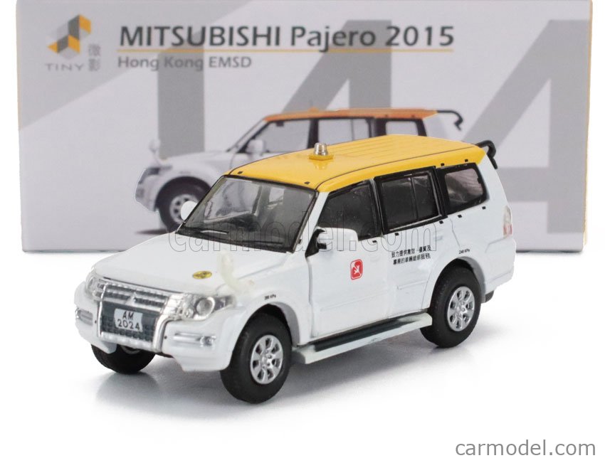 TINY TOYS ATC65026 Scale 1/64 | MITSUBISHI PAJERO EMSD 2015 WHITE YELLOW