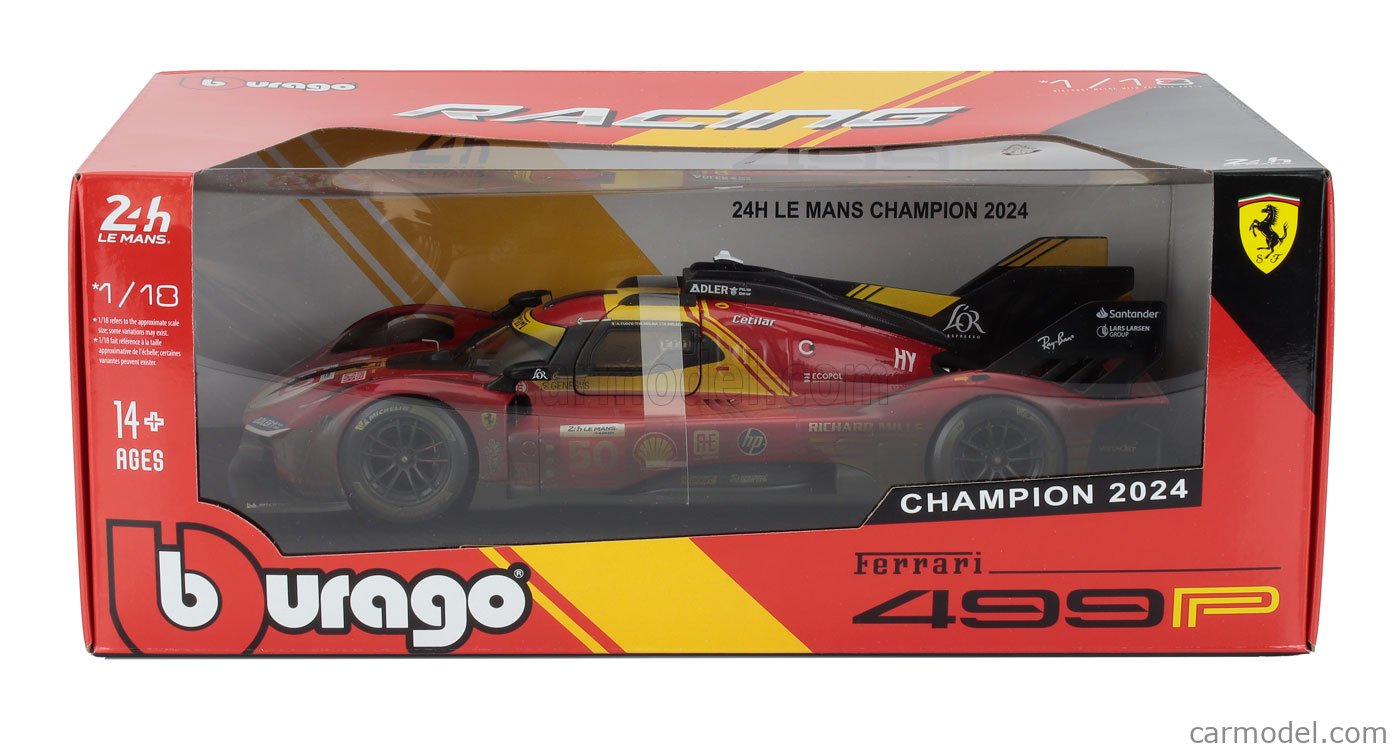 BURAGO 18-16303D Scale 1/18 | FERRARI 499P 3.0L TURBO V6 TEAM FERRARI ...