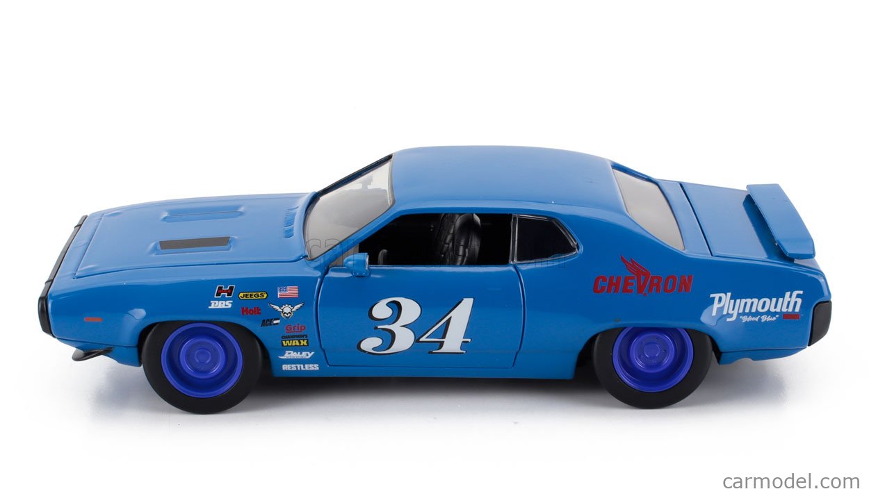 JADA 35218 Scale 1/24 | PLYMOUTH GTX N 34 RACING COUPE 1972 BLUE