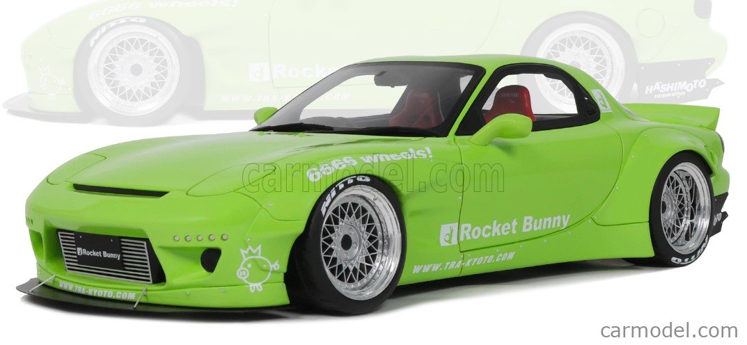 OTTO-MOBILE OT1155 Scala 1/18 | MAZDA RX-7 (FD3S) AERO (V1) ROCKET BUNNY 2015 GREEN