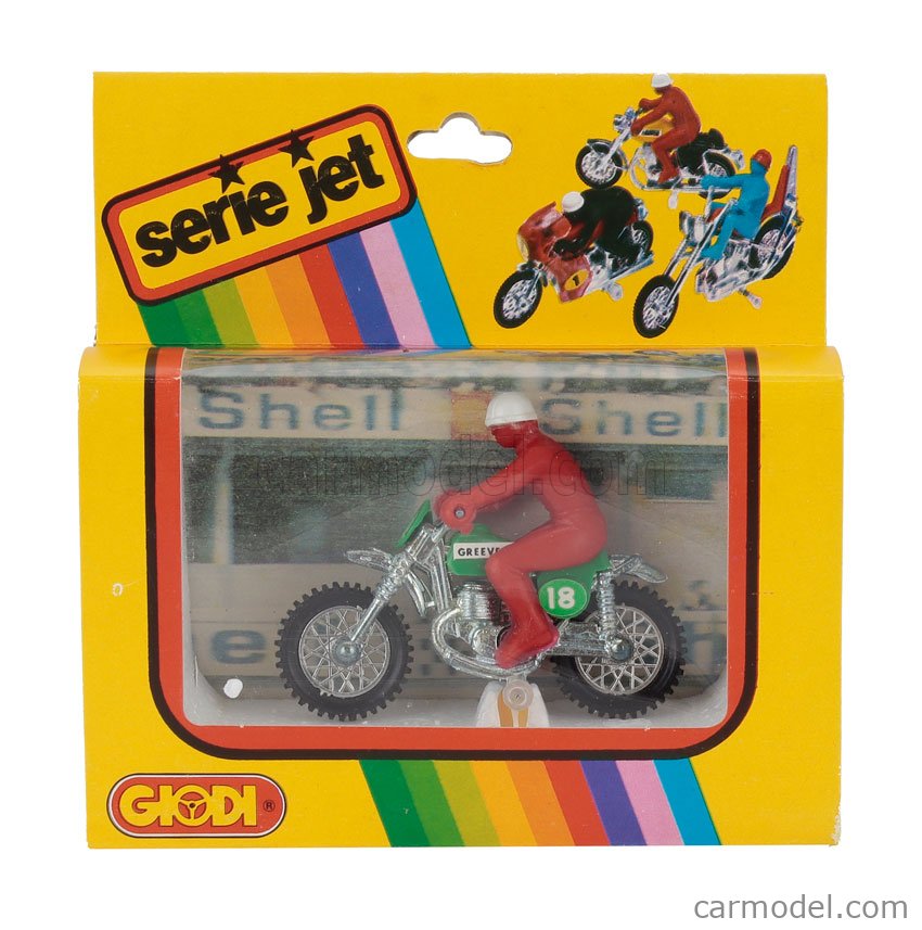 GIODI JET Escala 1/28 | GREEVES MOTO CROSS N 18 WITH PILOT FIGURE GREEN