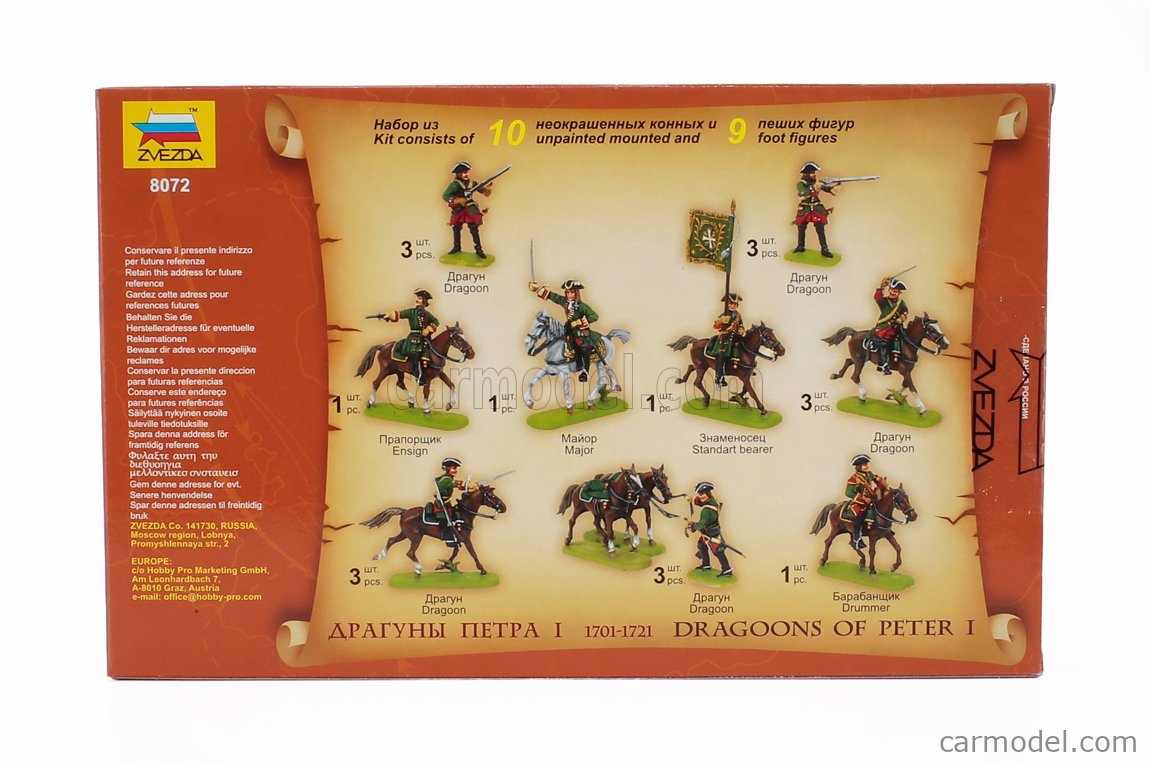 ZVEZDA 8072 Scale 1/72 | FIGURES DRAGOONS OF PETER I