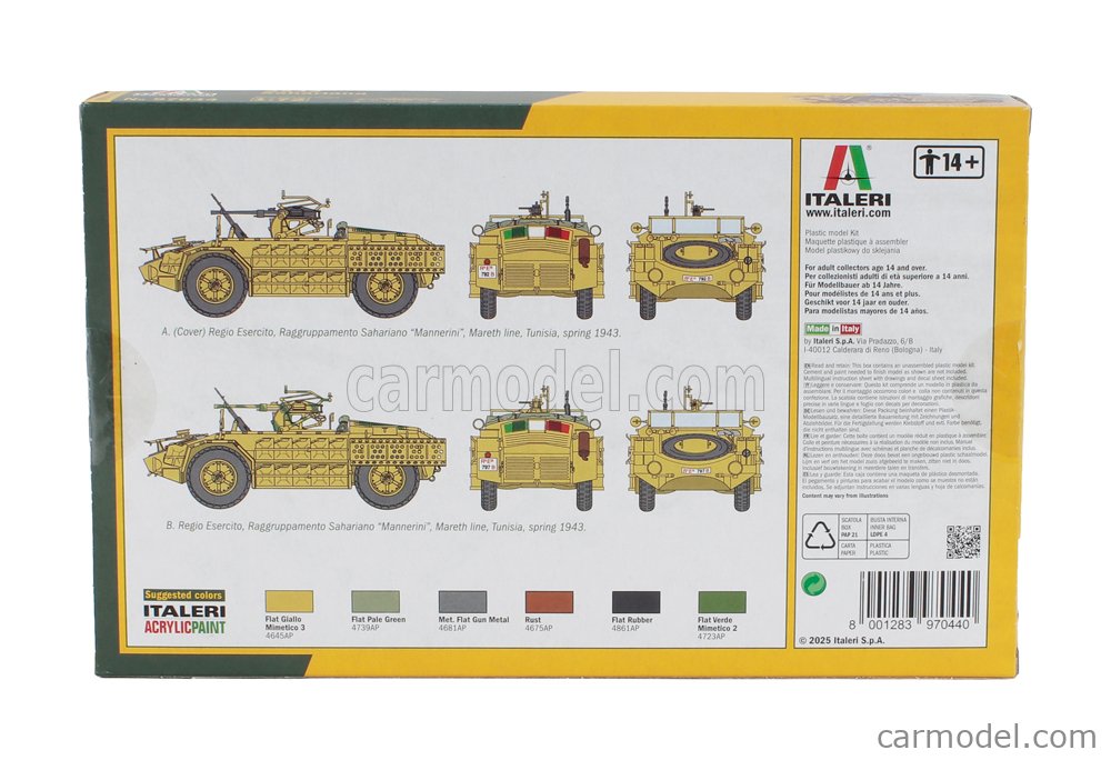 ITALERI IT97044 Scale 1/72 | FIAT SAHARIANA AS42 TANK MILITARY 1942