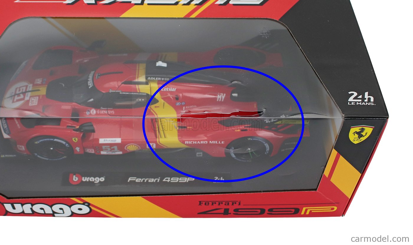 BURAGO 196332 Scala 1/18 | FERRARI DAMAGE CARD BOX - 499P 3.0L TURBO V6 ...