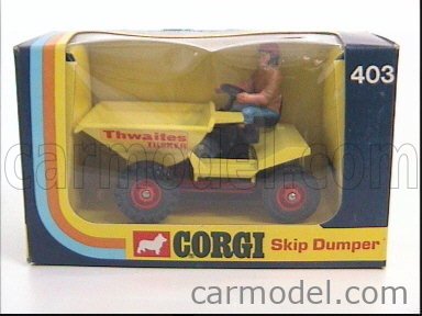 CORGI 403 Scale 1/36 | SKIP DUMPER THWAITES TUSKER SKIP DUMPER YELLOW RED