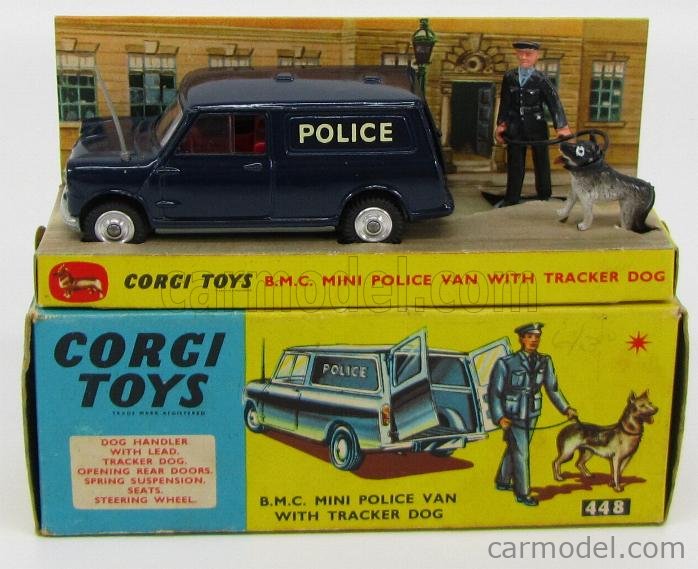 CORGI 448 Scale 1/43 | AUSTIN MINI VAN POLICE WITH TRACKER DOG BLUE