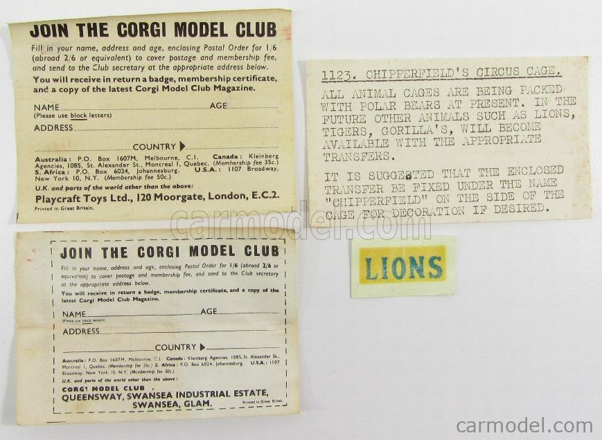 CORGI 1123 Scale 1/43 | CHIPPERFIELD'S CIRCUS LIONS CAGE (1 ISSUE) RED