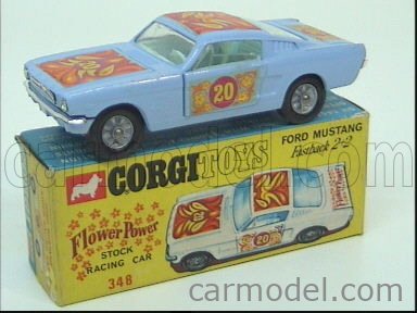 CORGI 348 Scale 1/43 | FORD USA MUSTANG FASTBACK FLOWER POWER LIGHT BLUE