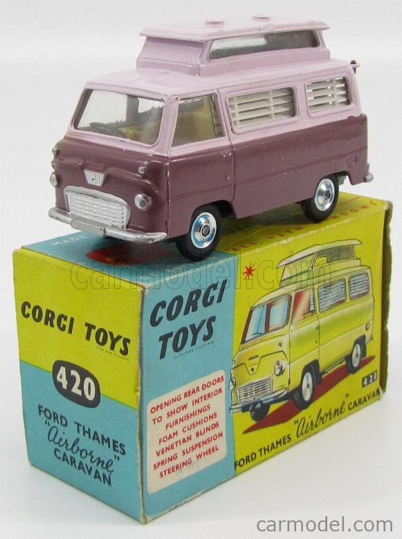 CORGI 420 Scale 1/43 | FORD ENGLAND THAMES AIRBORNE CARAVAN VIOLET PINK