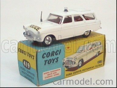 CORGI 419 Scale 1/43 | FORD ENGLAND ZEPHIR MOTORWAY PATROL POLICE WHITE