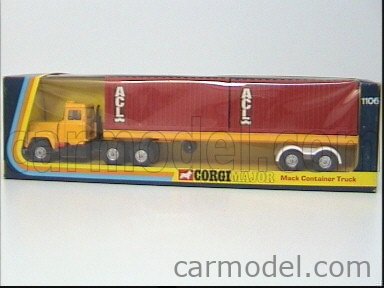 CORGI 1106 Scale 1/43 | MACK CONTAINER TRUCK YELLOW RED