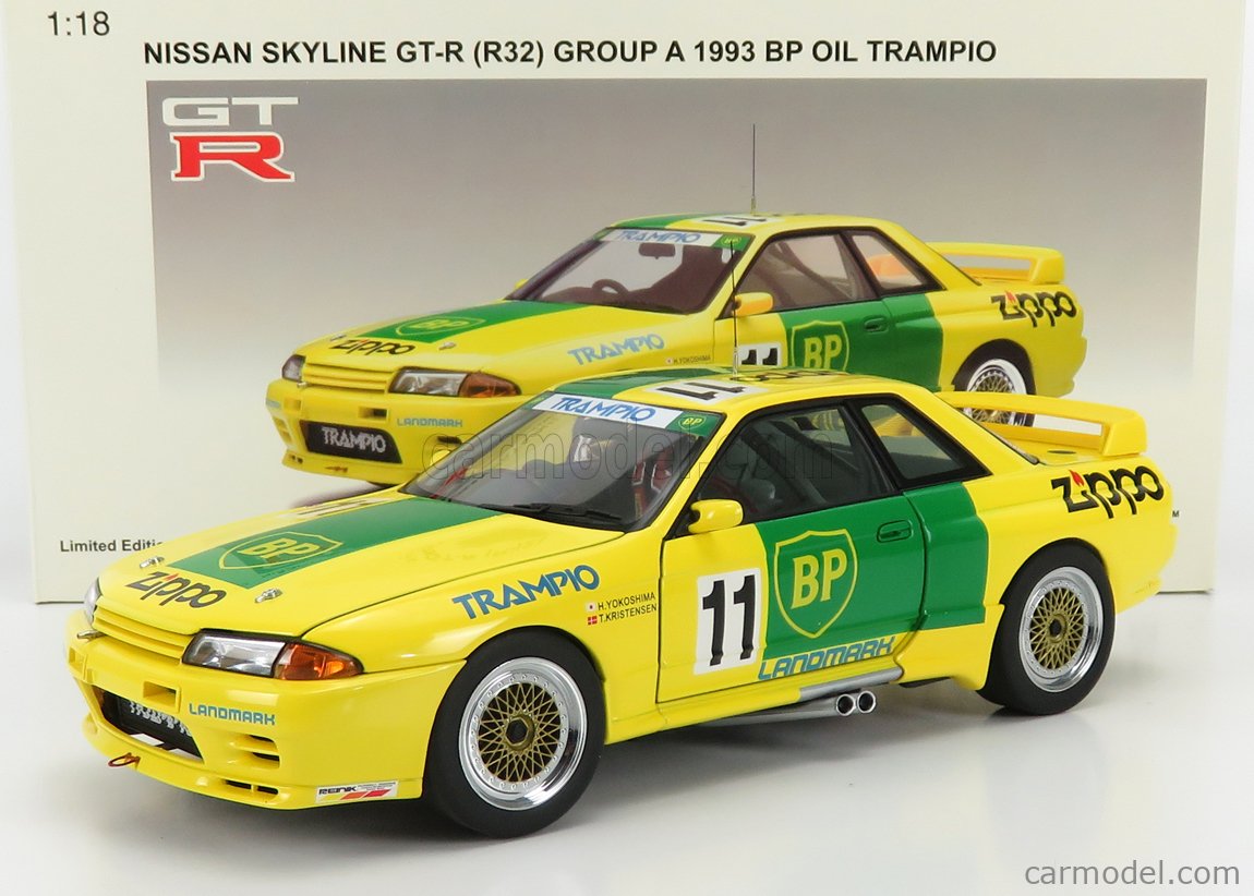 AUTOART 89381 Escala 1/18 | NISSAN SKYLINE GT-R (R32) Gr.A TEAM BP N 11 RACING 1993 YELLOW GREEN