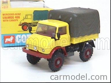 CORGI 406 Scale 1/43 | MERCEDES BENZ UNIMOG 406 WITH CANOPY YELLOW RED