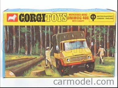 CORGI 406 Scale 1/43 | MERCEDES BENZ UNIMOG 406 WITH CANOPY YELLOW RED