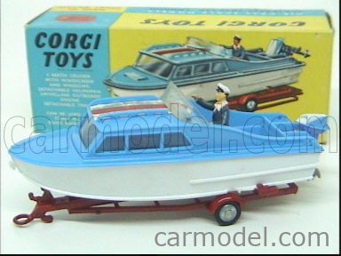 CORGI 104 Scale 1/43 | TRAILER WITH DOLPHIN 20 CRUISER WHITE BLUE