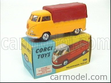 CORGI 431 Scale 1/43 | VOLKSWAGEN T1 PICK-UP VAN YELLOW RED
