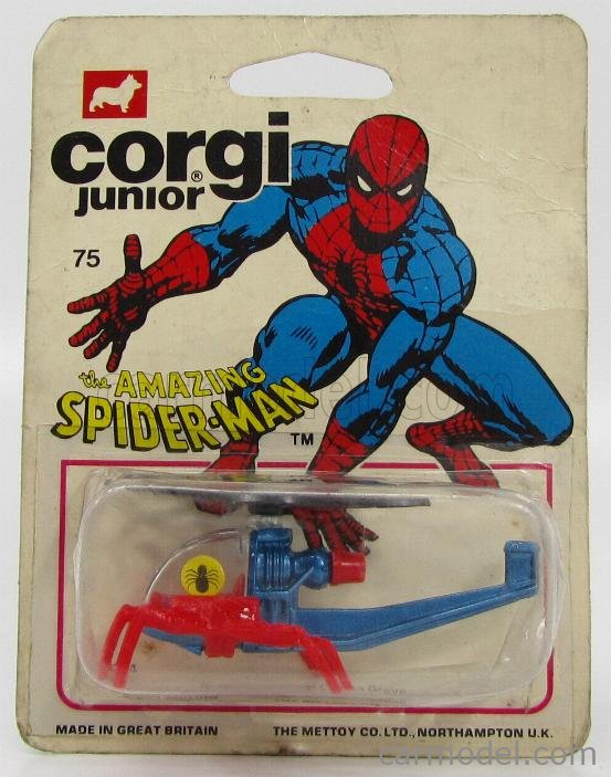 CORGI JUNIOR 75 Scale 1/55 | MARVEL SPIDERMAN HELICOPTER BLUE MET RED