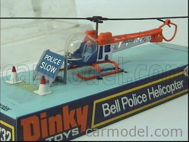 DINKY ENGLAND 732 Scale 1/43 | DINKY HELICOPTER BELL POLICE WHITE ORANGE