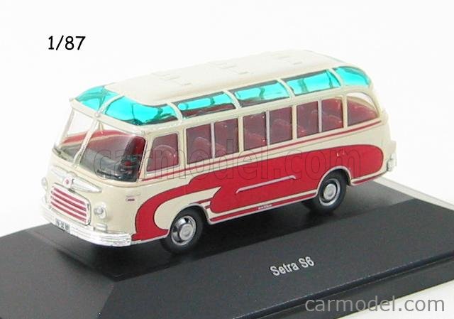 SCHUCO 25630 Scale 1/87 | SETRA S6 AUTOBUS RED IVORY