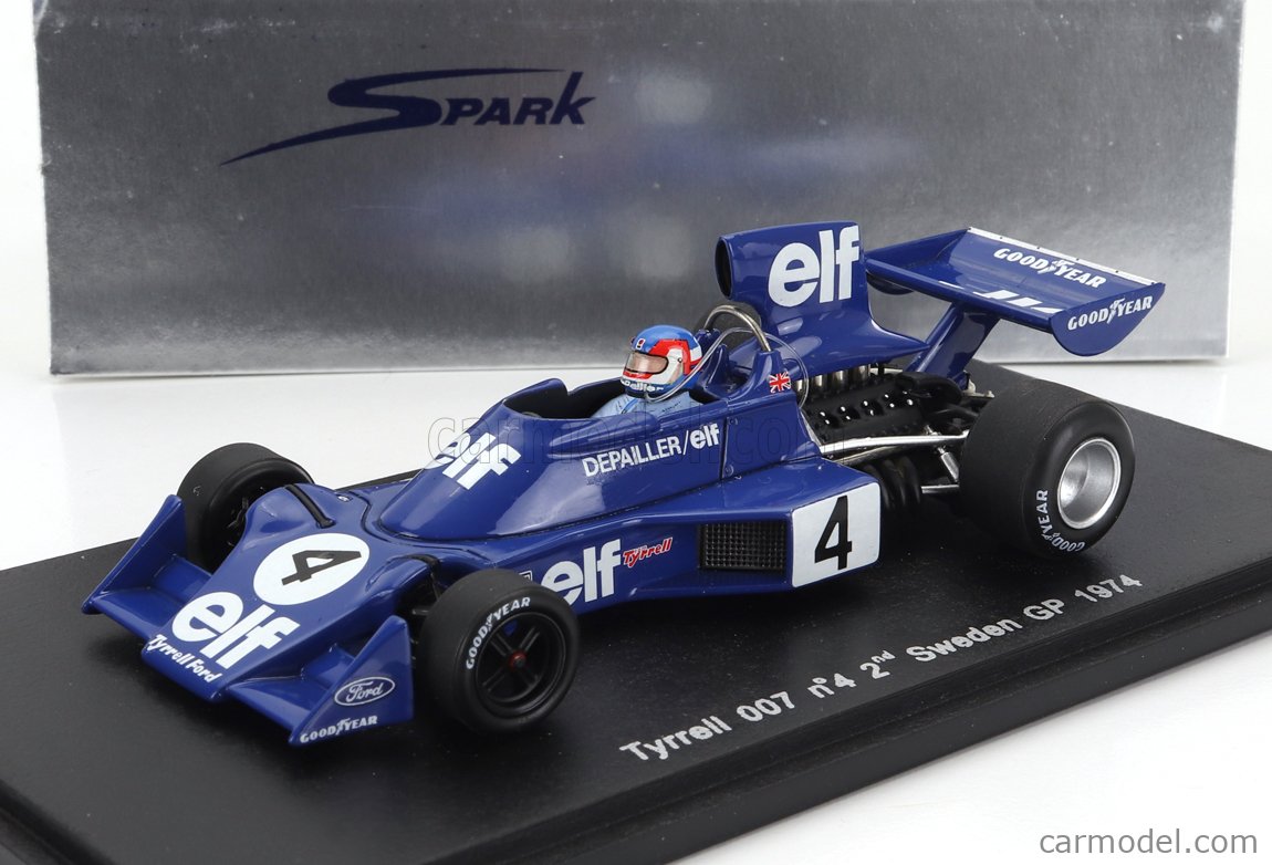 SPARK-MODEL S1644 Scale 1/43 | TYRRELL F1 007 N 4 2nd SWEDEN GP 1974 ...