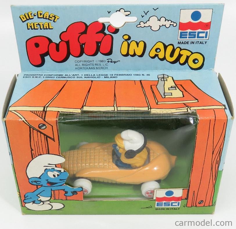 ESCI / Scale 1/43 | PEYO PUFFI-SMURFS-AUTO PUFFETTA MAIZE-COB CAR YELLOW