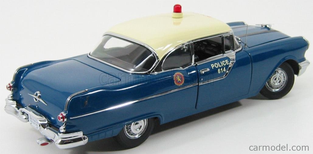 SUN-STAR 05046 Scale 1/18 | PONTIAC STAR CHIEF POLICE 1955 BLUE CREAM