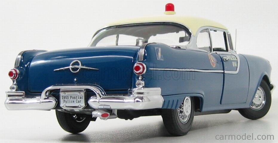 SUN-STAR 05046 Scale 1/18 | PONTIAC STAR CHIEF POLICE 1955 BLUE CREAM