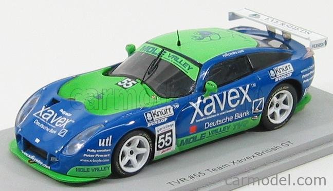 SPARK-MODEL S0206 Scale 1/43 | TVR N 55 TEAM XAVEX BRITISH GT BLUE GREEN
