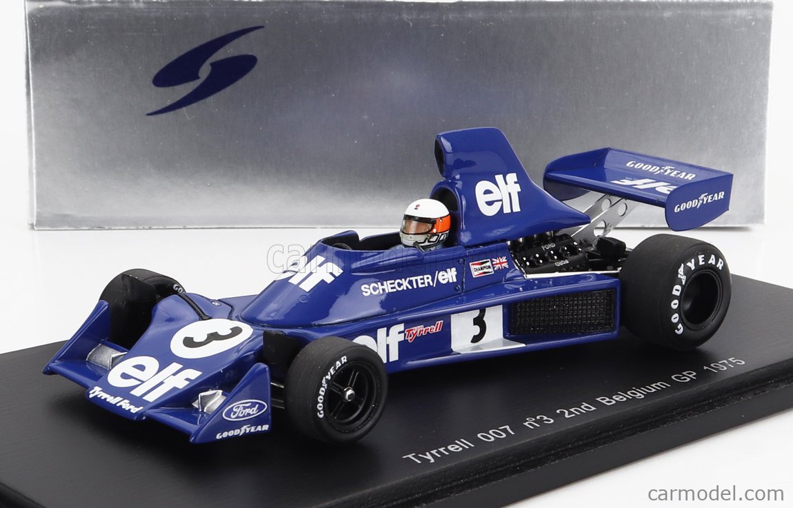 SPARK-MODEL S1645 Scale 1/43 | TYRRELL F1 007 ELF N 3 2nd BELGIUM GP 1975 JODY SCHECKTER BLUE