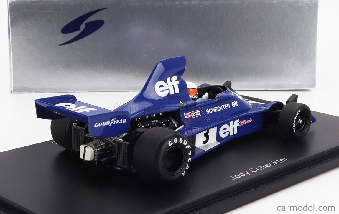 SPARK-MODEL S1645 Scale 1/43 | TYRRELL F1 007 ELF N 3 2nd BELGIUM GP 1975 JODY SCHECKTER BLUE