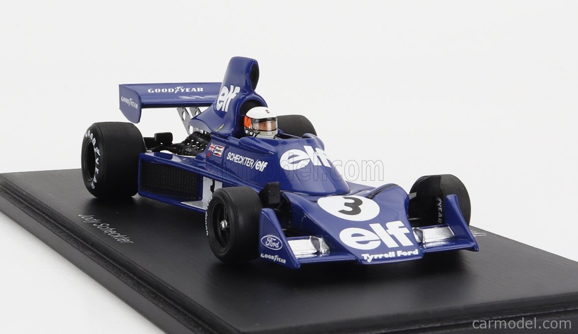 SPARK-MODEL S1645 Scale 1/43 | TYRRELL F1 007 ELF N 3 2nd BELGIUM GP 1975 JODY SCHECKTER BLUE