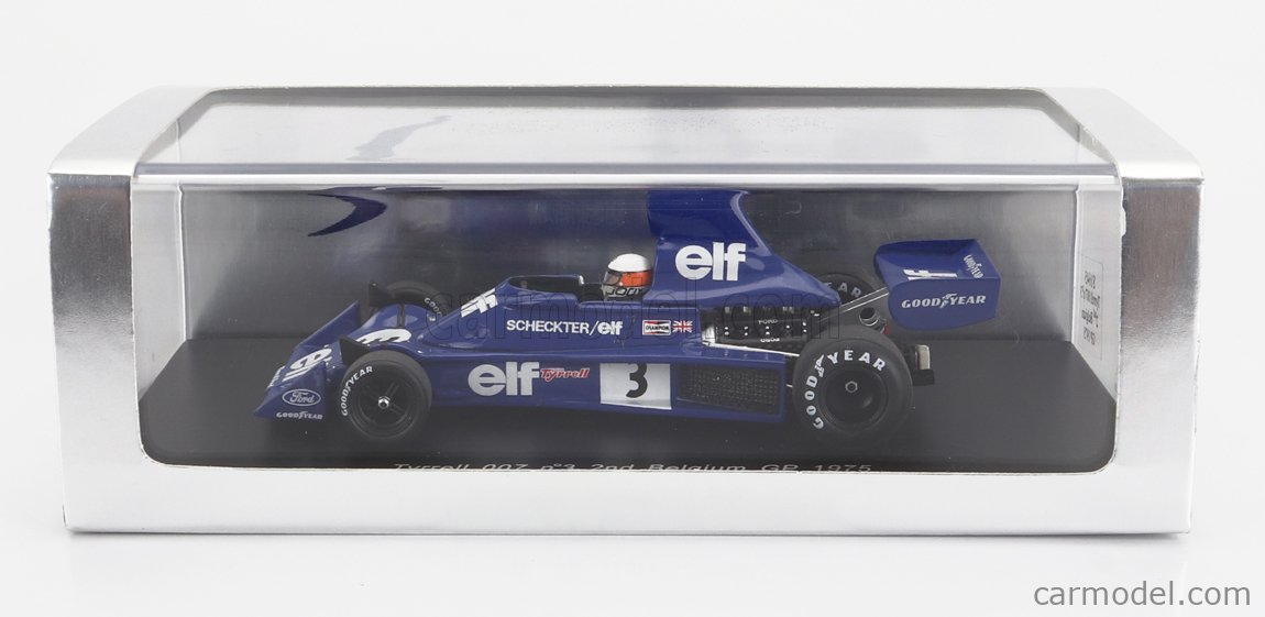 SPARK-MODEL S1645 Scale 1/43 | TYRRELL F1 007 ELF N 3 2nd BELGIUM GP 1975 JODY SCHECKTER BLUE