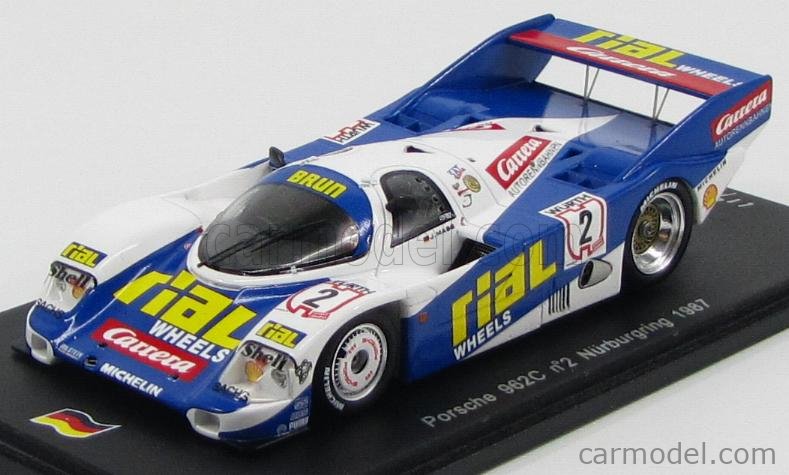 SPARK-MODEL SG025 Scale 1/43 | PORSCHE 962C N 2 SUPERCOPPA NURBURBRING 1987 JOCHEN MASS WHITE BLUE