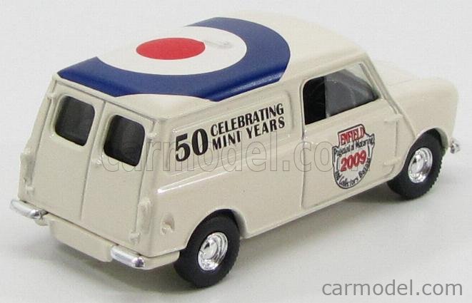 LLEDO PROMOTIONAL Scale 1/43 | MORRIS MINI VAN 50 CELEBRATING MINI YEARS 1959-2009 WHITE BLUE RED